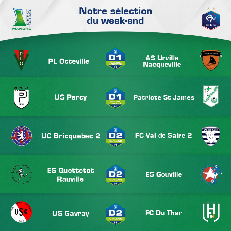 La sélection des matchs du week-end – DISTRICT DE FOOTBALL DE LA MANCHE